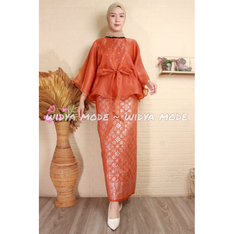 Jual ( COD ) Tunik Organza Set Rok Songket / Tunik Mewah / Tunik Wisuda ...