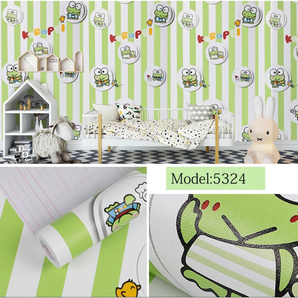 Jual Wallpaper Sticker Dinding Motif Keropi Salur Ukuran ( 8 s/d 10 meter X 45cm | Shopee Indonesia