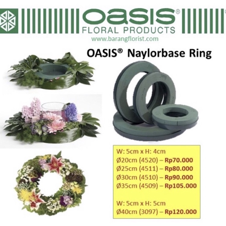 Jual New Sale Oasis Naylorbase Ring Diameter 25 cm Kode 4511 Oasis Ring Bulat Oasis Bulat Busa ...