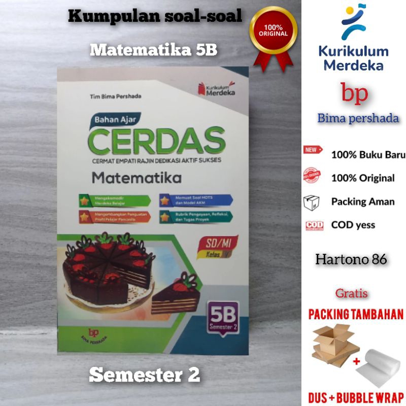 Jual Buku kumpulan soal-soal Matematika untuk SD/MI Kelas 5 jilid 5B semester 2 kurikulum ...