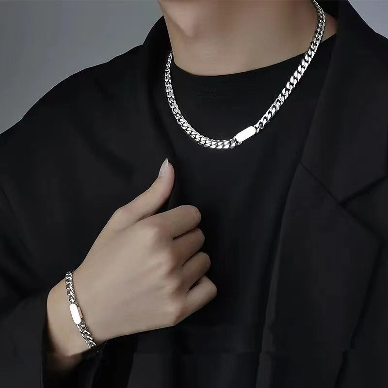 Jual KALUNG PLAID OVAL SILVER CHAIN NECKLACE BRACELET / GELANG RANTAI ...
