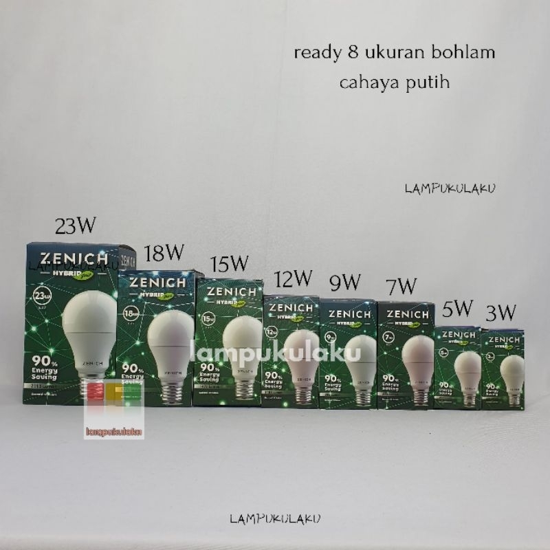 Jual Lampu Bohlam Zenich Hybrid LED 3W 5W 7W 9W 12W 15W 18W 23W ...