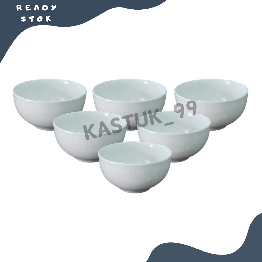 Jual MANGKUK/ MANGKOK NASI/ MANGKOK KERAMIK PUTIH POLOS/ MANGKOK 4,5 ...