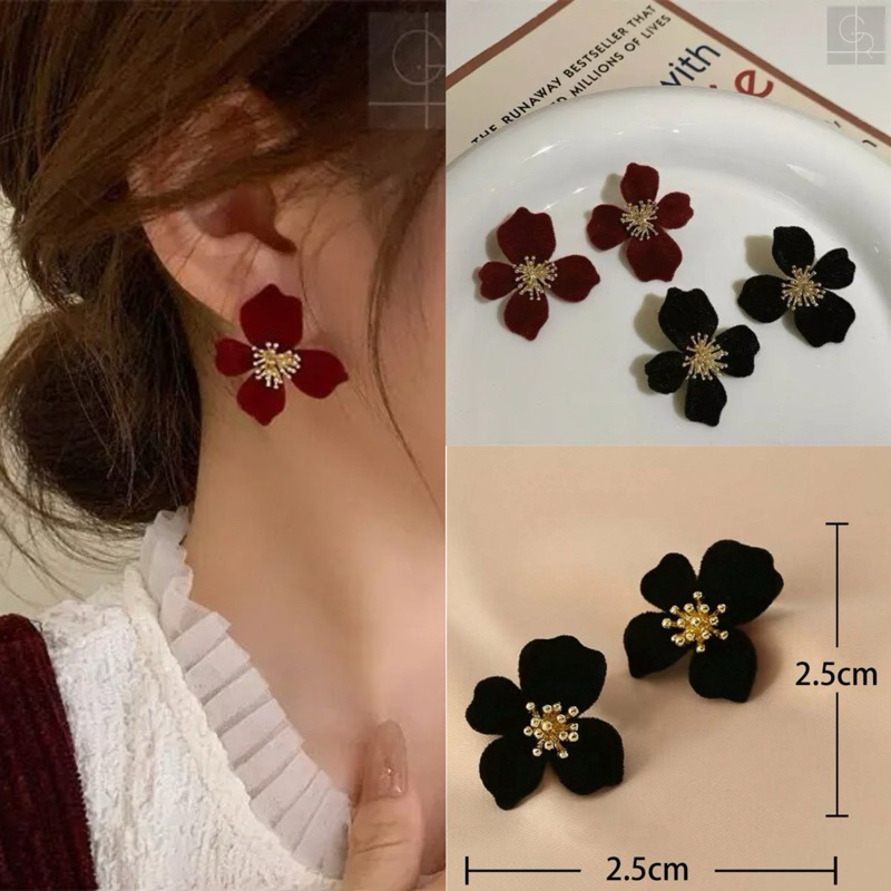 Jual Budru Stud Earrings / Anting Tusuk Bahan Bludru Motif Bunga ...