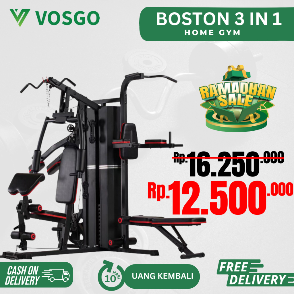Jual VOSGO Alat Olahraga Fitness Home Gym Station 3 Sisi Multifungsi ...