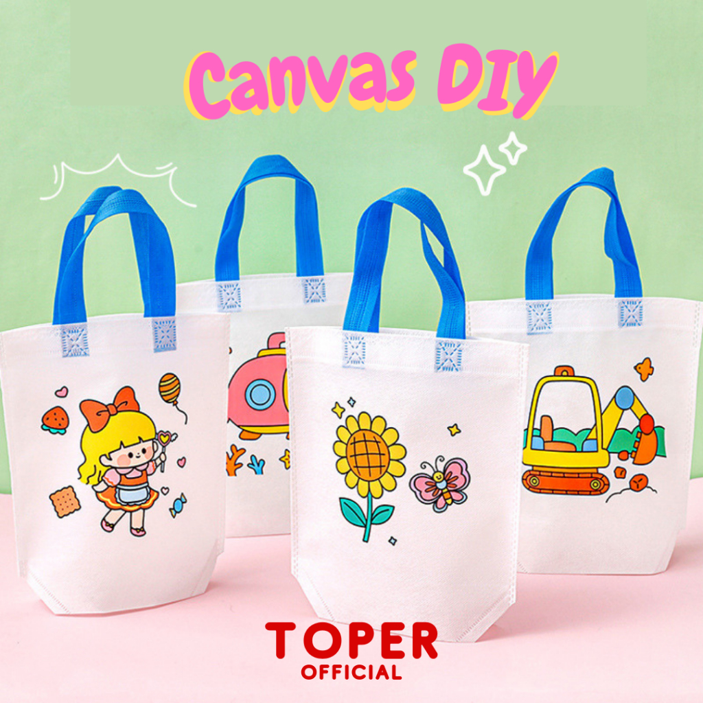 Jual TOPER Tas Mewarnai Kain Free Spidol 12 pcs Edukasi DIY Color ...