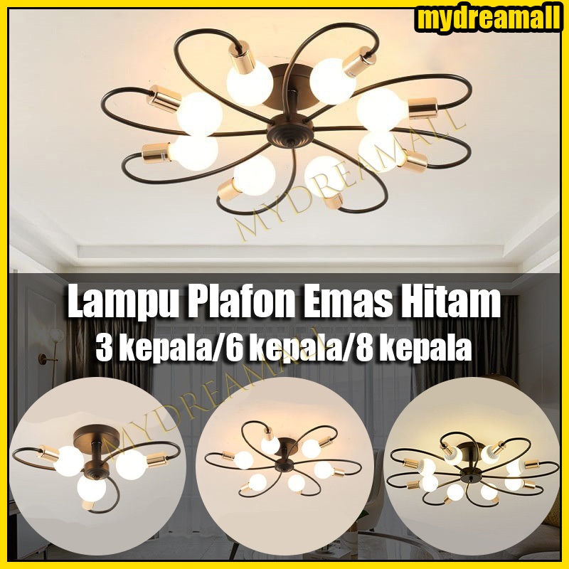 Jual 【Termurah-COD】 Lampu Plafon 3/6/8 Led E27 Industrial Bahan Besi ...