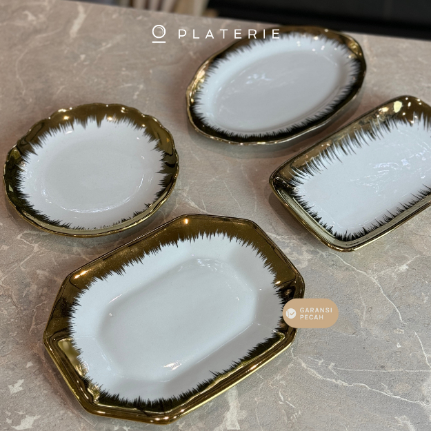 Jual PLATERIE Piring Saji Small Serving Plates / Tray Gold List 6-8 ...