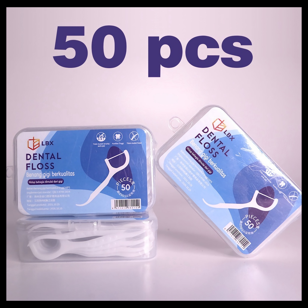 Jual Dental Floss Benang Gigi Tusuk Gigi Pembersih Sela Gigi Isi 50pcs ...