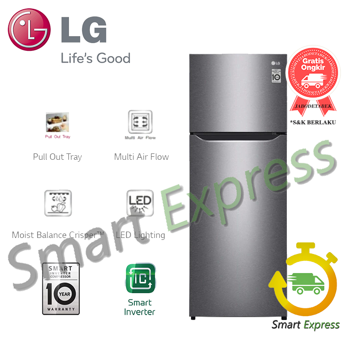 Jual KULKAS LG GN-B222SQIB / GNB222SQIB - (2 PINTU / SMART INVERTER ...
