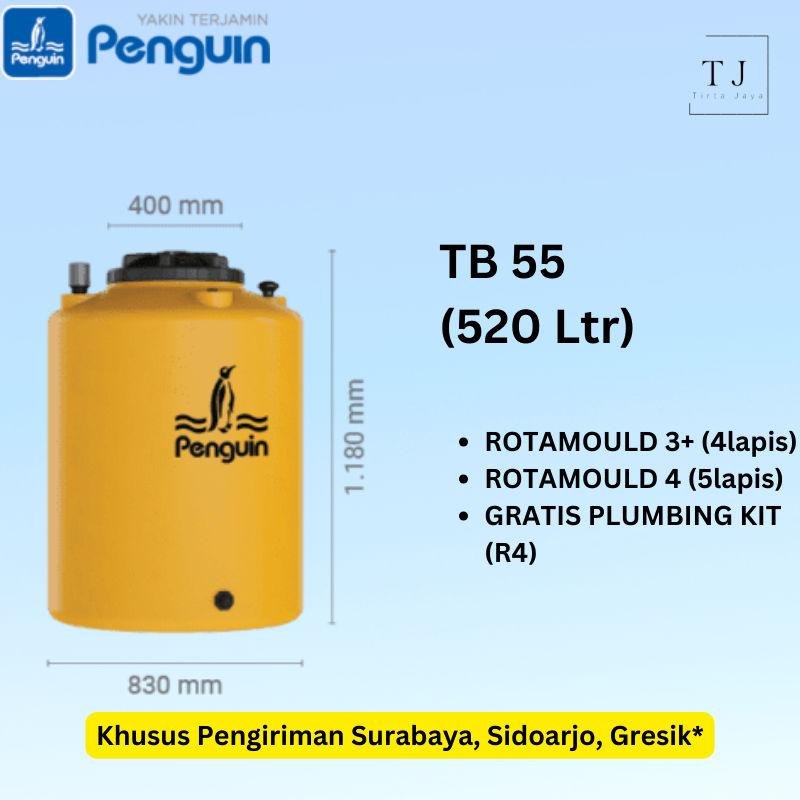 Jual TANDON AIR PENGUIN TB 55 520 Liter Toren Air Tangki Air Water Tank | Shopee Indonesia