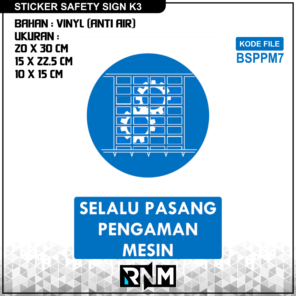 Jual STICKER SAFETY SIGN RAMBU K3 SELALU PASANG PENGAMAN MESIN | Shopee ...