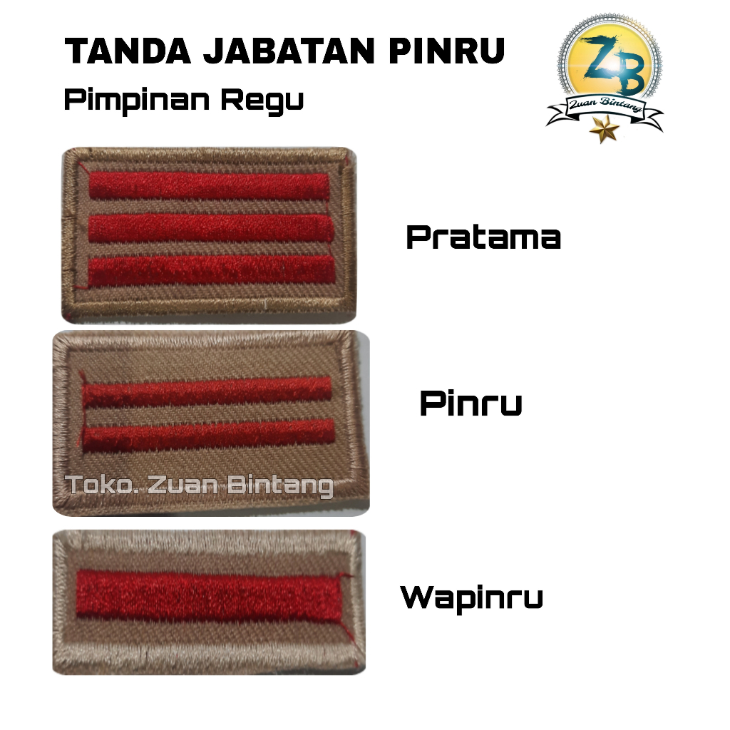 Jual TANDA JABATAN PINRU PRAMUKA BORDIR/TANDA JABATAN PIMPINAN REGU ...
