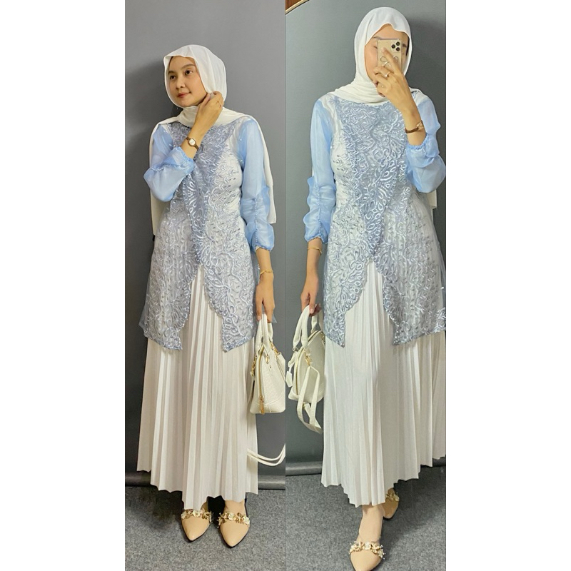 Jual Zize Outer Brokat Organza Full Payet / Tunik Brukat / Baju Hari ...