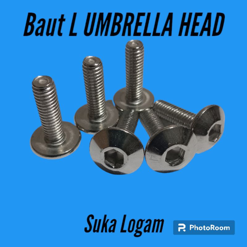 Jual Baut L UMBRELLA HEAD M5 x 20 ( Panjang 2cm ) Stainless Steel 304 Drat 8 / Kunci L4 | Shopee ...