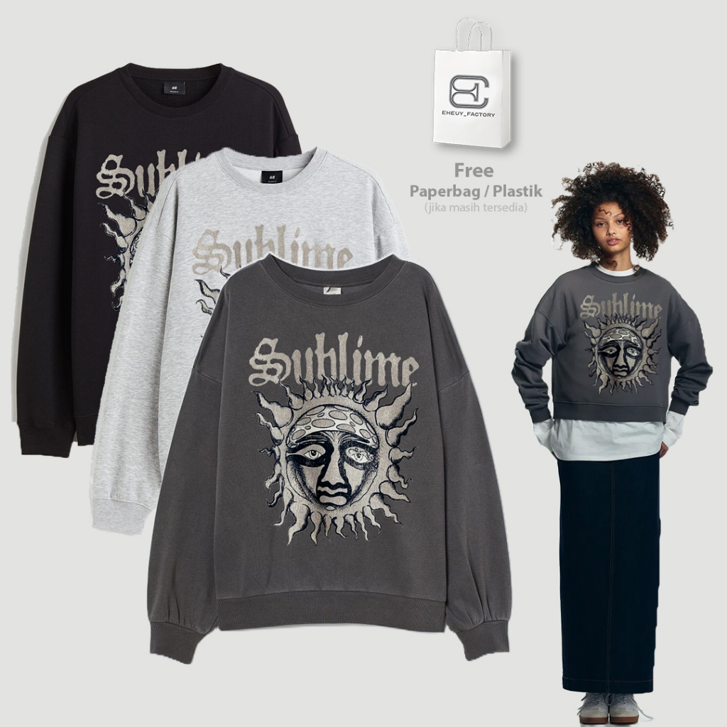 Jual Crewneck Sublime HM Black Oversize Sweater Wanita Original Dark ...