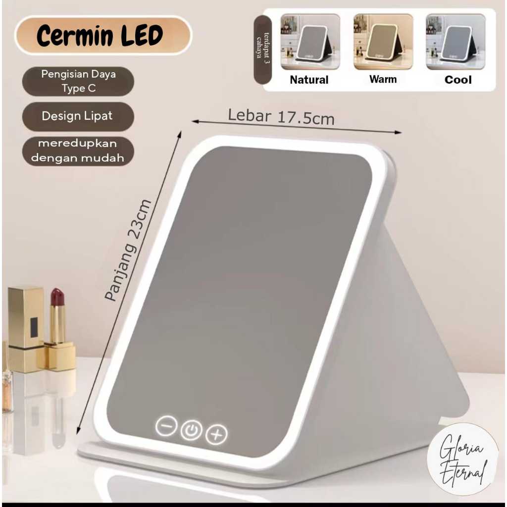 Jual [Gloria] Cermin Makeup LED Mirror Touch Screen Kaca Make up dengan ...