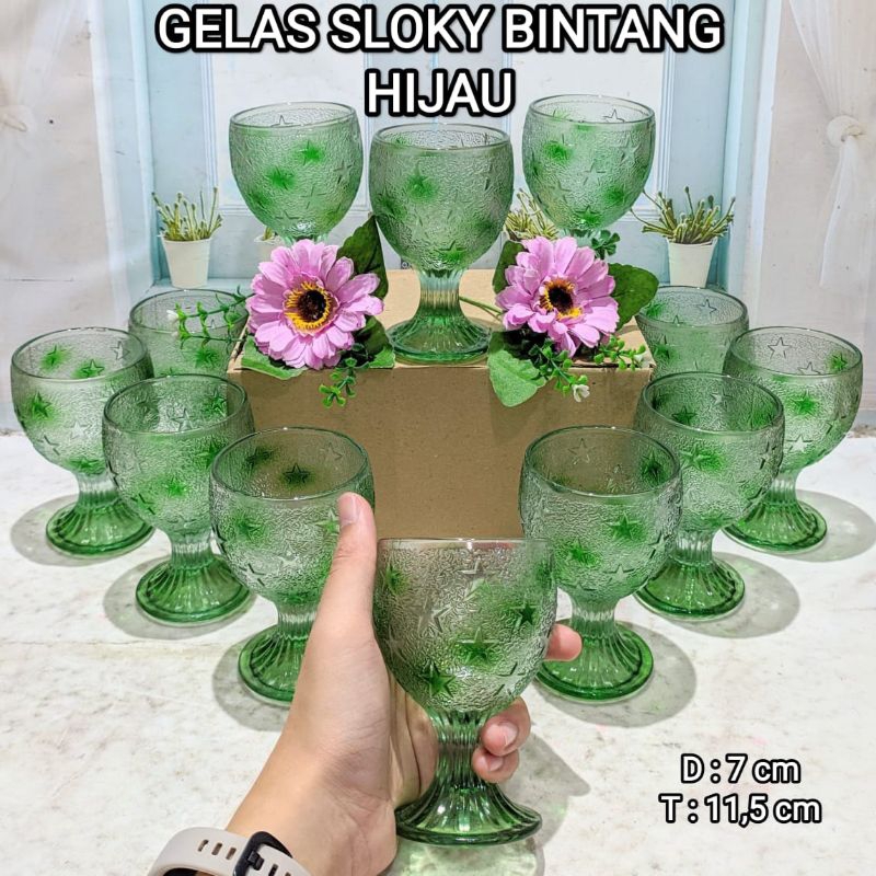 Jual Gelas Sloki Seloki Sloky Kaca Bintang Bahan Tebal | Shopee Indonesia