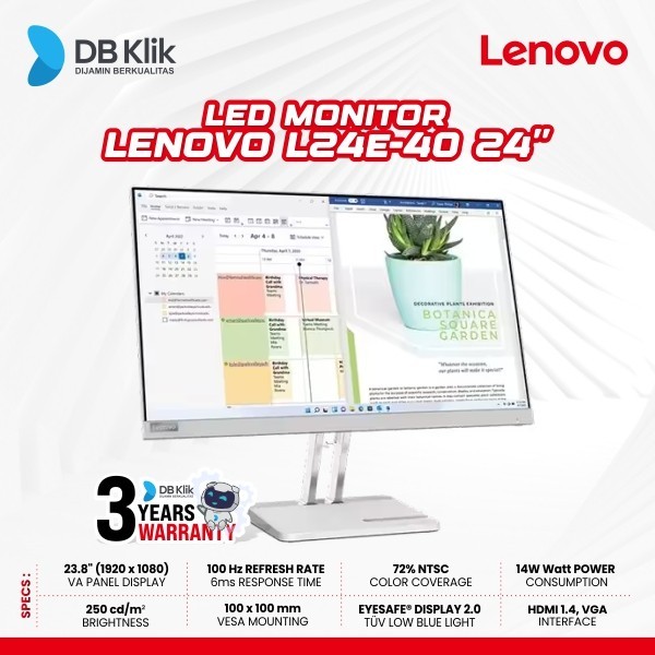 Jual Led Monitor Lenovo L24e-40 24" Fhd VA 100Hz 4ms Hdmi Vga | Shopee ...