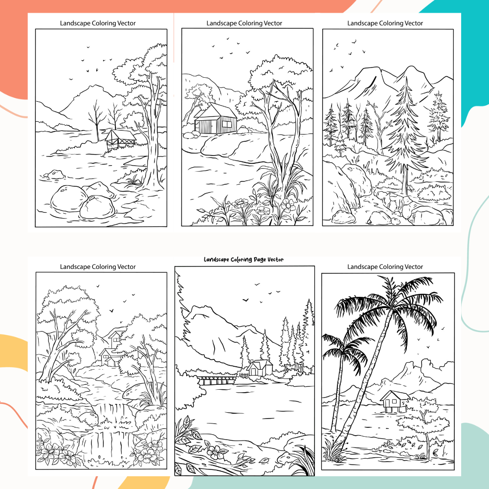 Jual DIY Coloring Page / Lembar Mewarnai Sketsa TEMA PEMANDANGAN ALAM ...