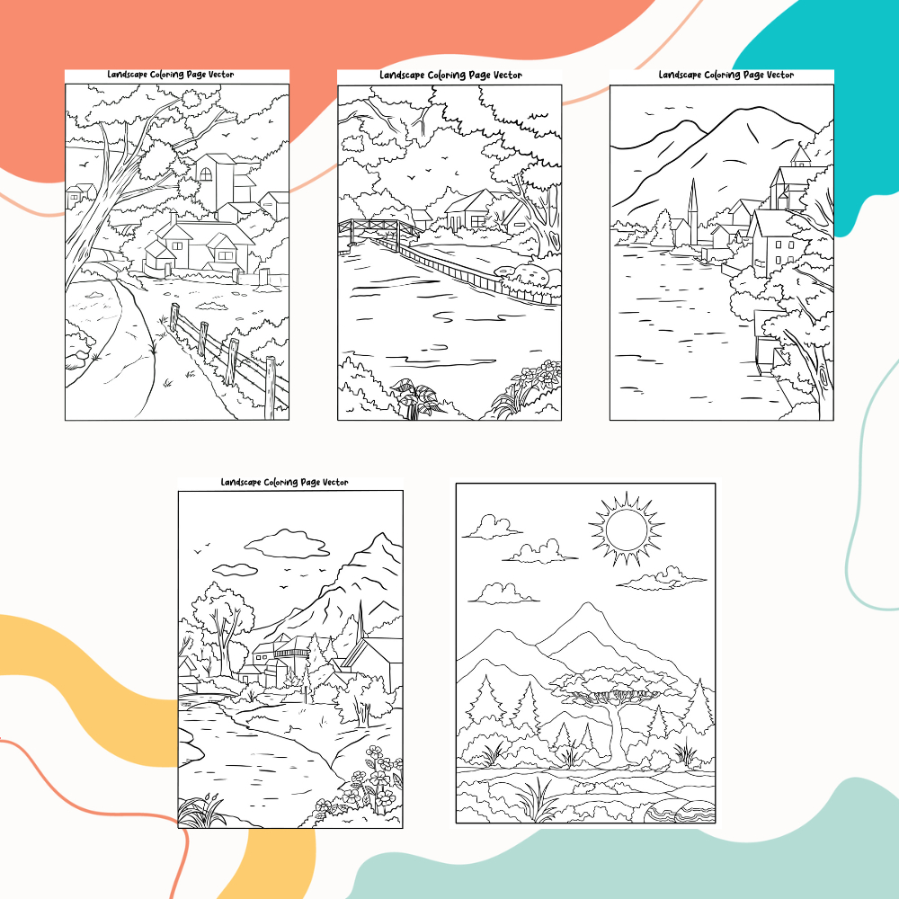 Jual DIY Coloring Page / Lembar Mewarnai Sketsa TEMA PEMANDANGAN ALAM ...