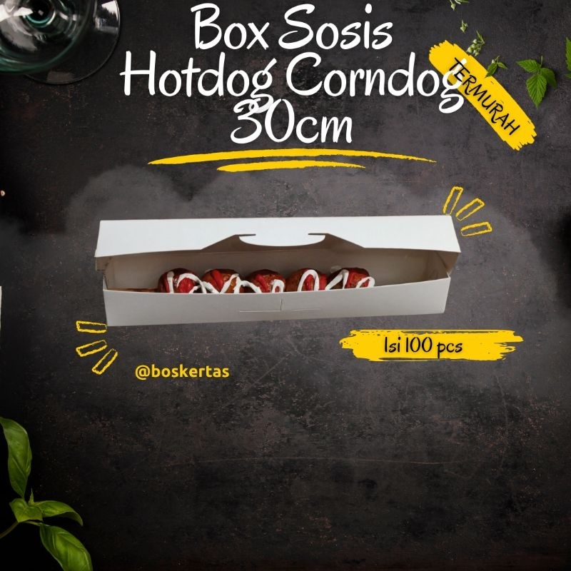 Jual WADAH BOX SOSIS 30 CM PAPER TRAY FOOD PANJANG FOODGRADE IVORY ANTI ...