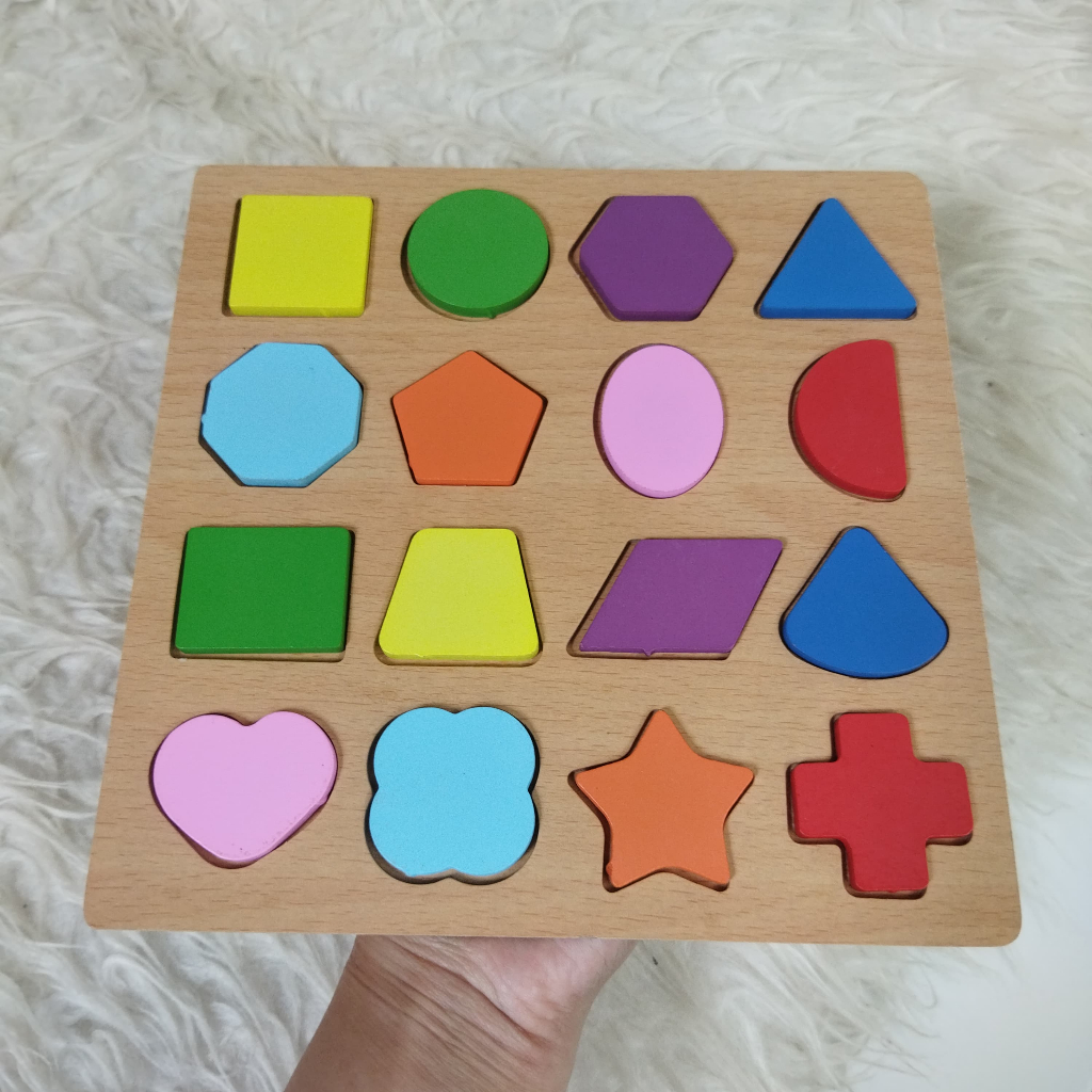 Jual Mainan Anak Perempuan Laki Laki Puzzle Bangun Datar Geometri Kayu ...