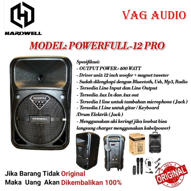 Jual SPEAKER PORTABLE HARDWELL POWERFULL 12 PRO, SPEAKER PORTABLE 12 ...