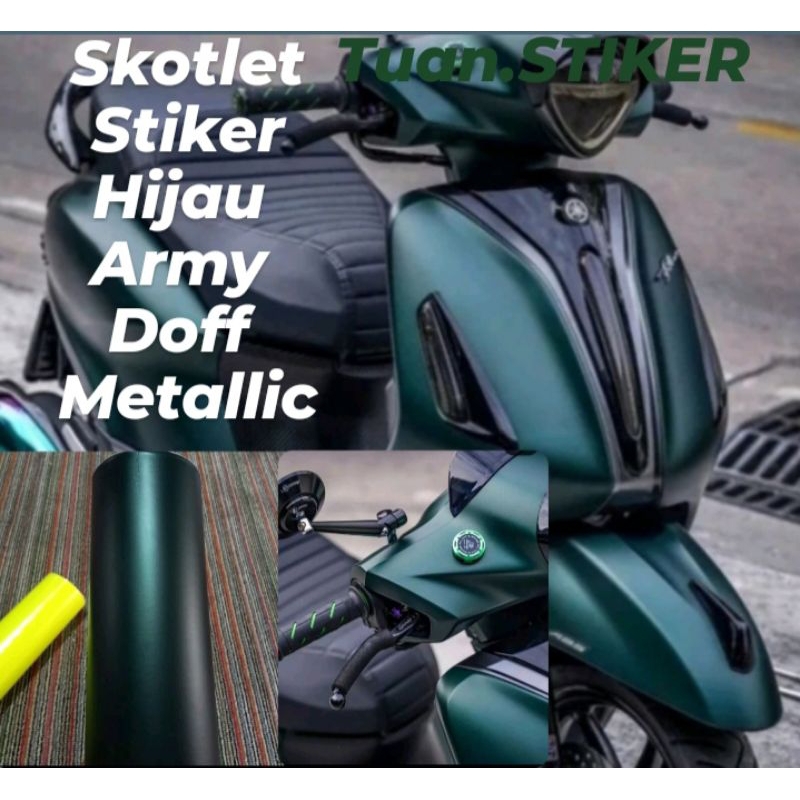 Jual Skotlet Stiker Hijau Army Doff Metalik Sticker Motor Hijau Tua Doff Sekotlet Warna Hijau ...