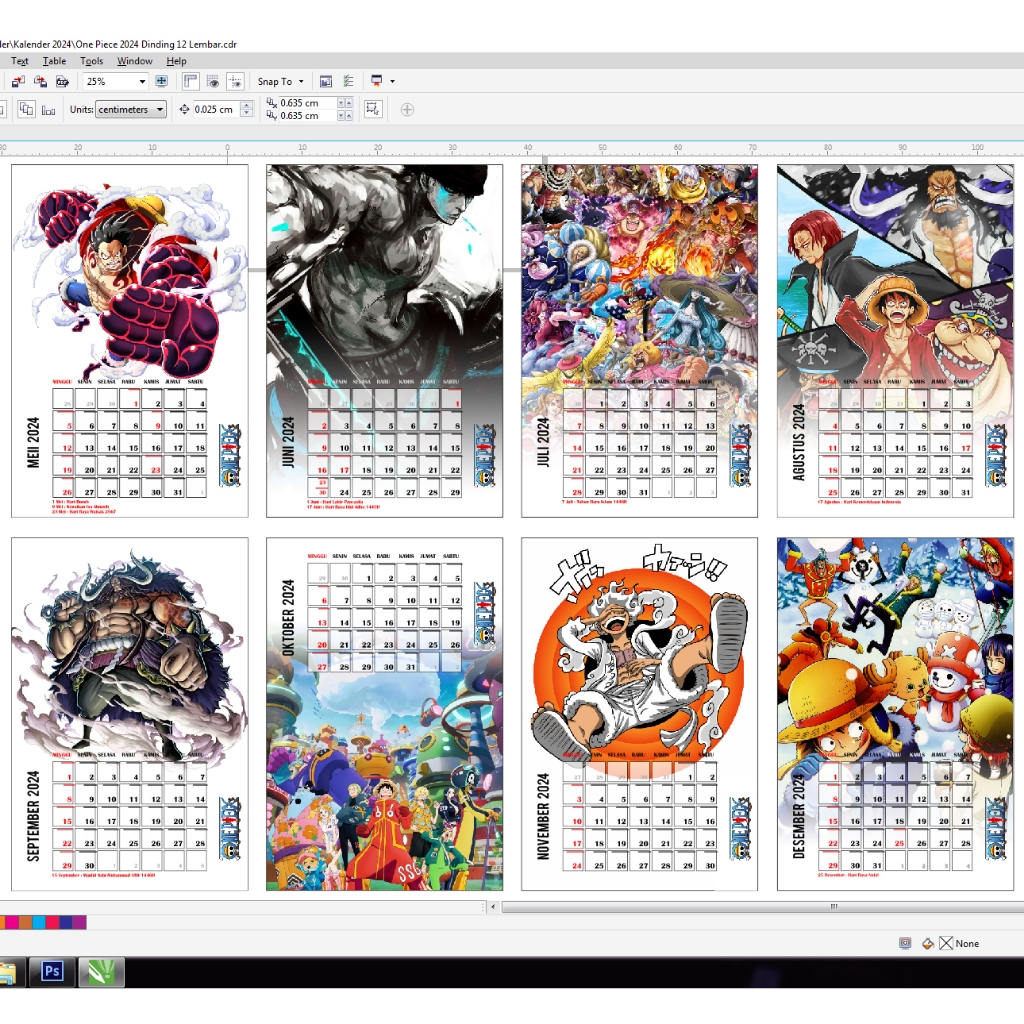 Jual Kalender Dinding 2025 ONE PIECE Desain Bebas Bisa Custom | Shopee ...