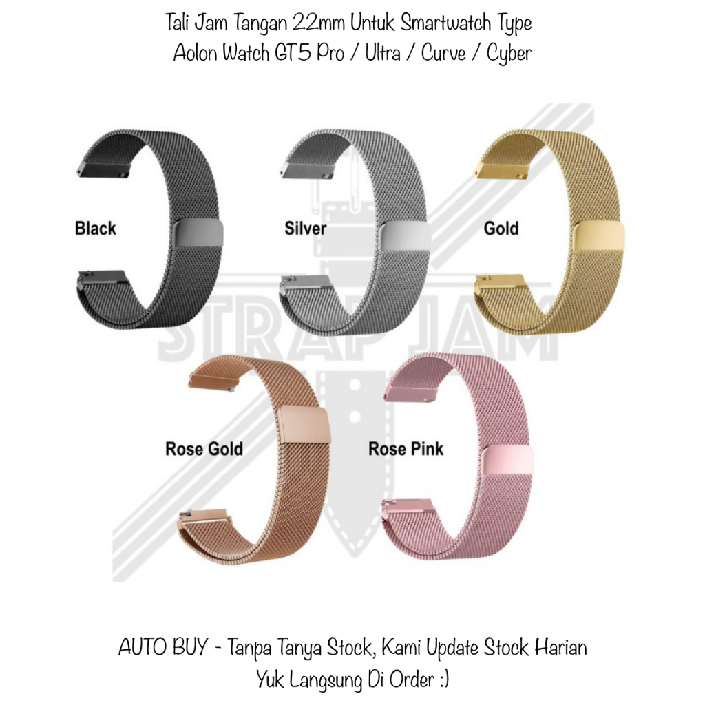 Jual Strap Aolon Watch Curve 3 GT5 Pro Ultra Cyber - Milanese Loop 22mm ...