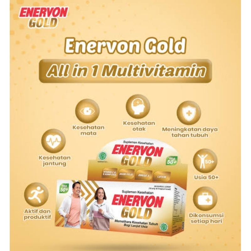 Jual ENERVON GOLD all in MULTIVITAMIN (STRIPE/LEMBARAN) | Shopee Indonesia