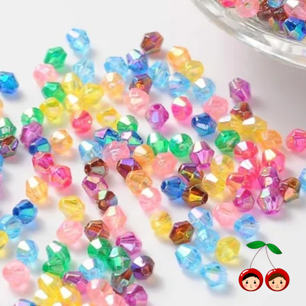 Jual 100pcs Manik-Manik Kristal Bicone Glass Warna Mix Color Ukuran 4mm ...