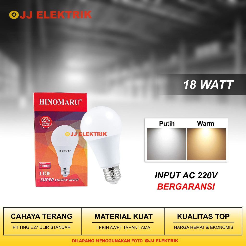 Jual Lampu LED E27 18W - Bohlam Putih & Kuning Warm White - Terang ...