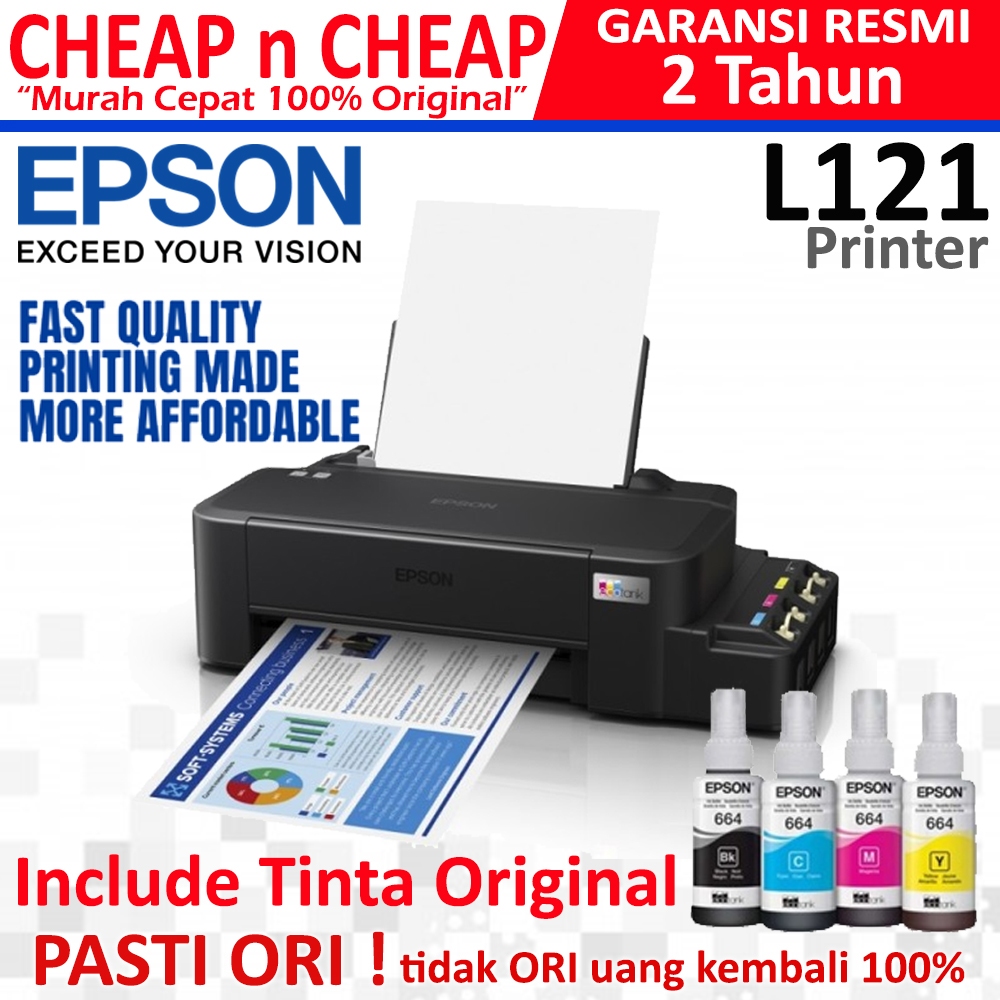 Jual Epson L121 Print Only Original InkTank Printer A4 664 T664 L 121 | Shopee Indonesia