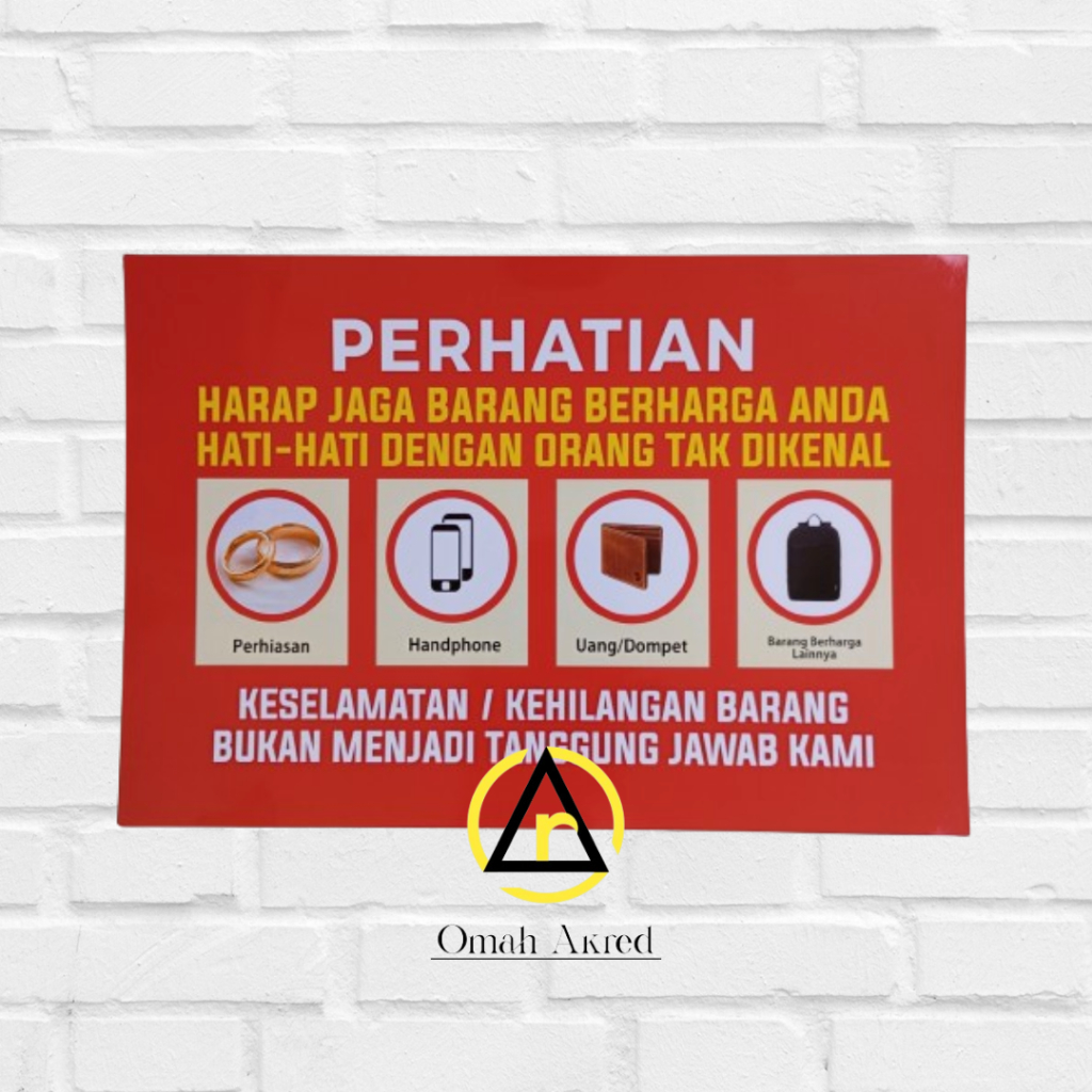 Jual Poster Jaga Barang Bawaan Anda - Hati-Hati Orang Yang Tidak ...