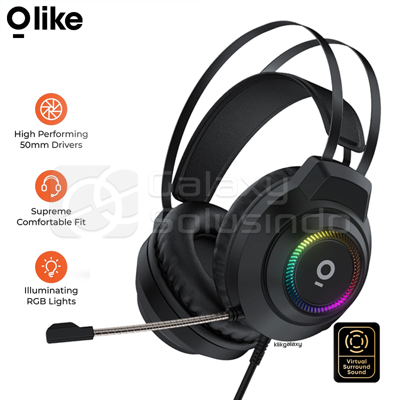 Jual OLIKE GH1 Virtual Surround Sound Gaming Headset - Black | Shopee ...
