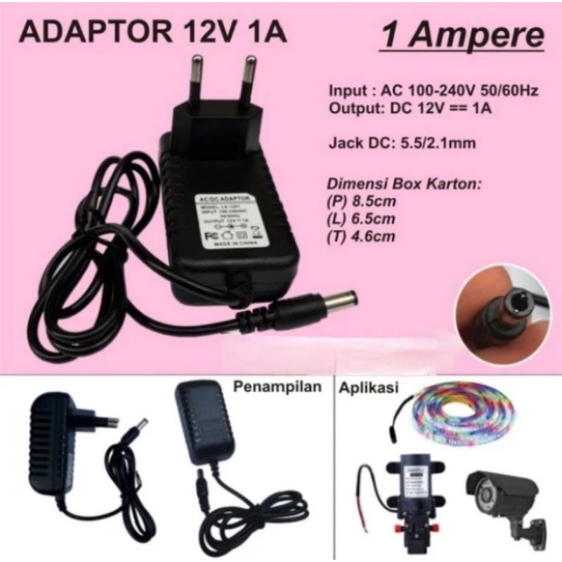 Jual Adaptor 12V 1A 12W / adaptor 12Volt 1Ampere 12Watt | Shopee Indonesia