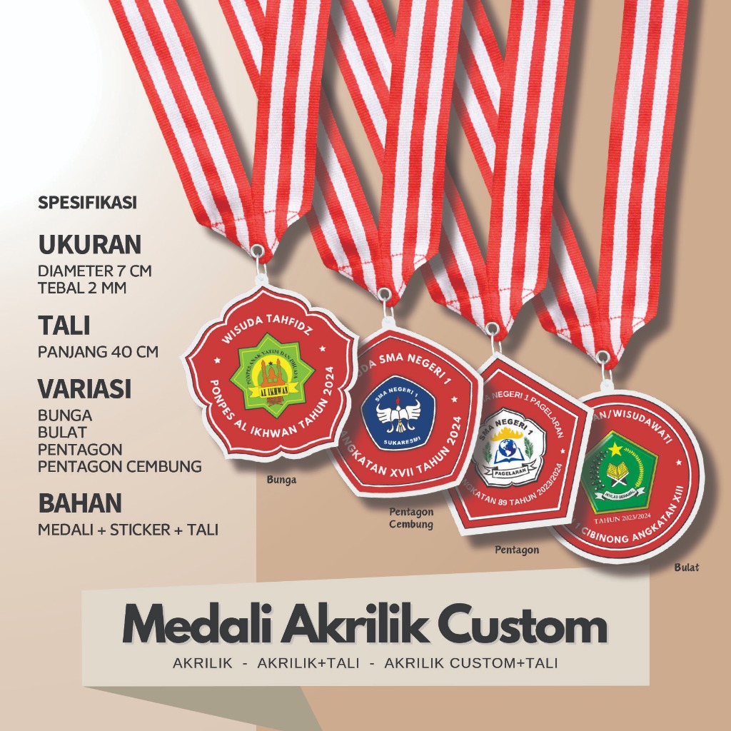 Jual Medali Akrilik Custom Medali Wisuda Kejuaraan Olimpiade Hadiah Perlombaan Bahan Akrilik ...