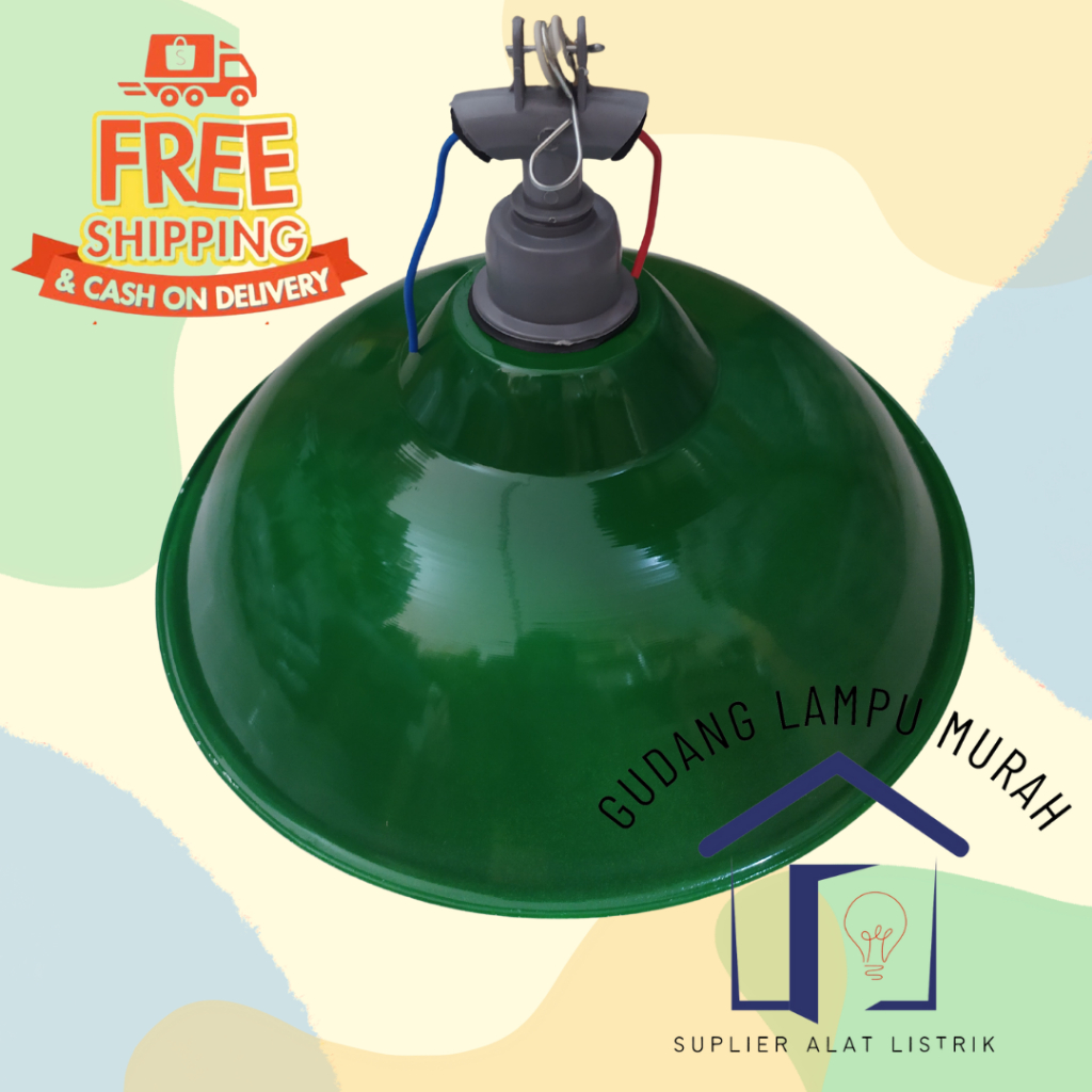 Jual Kap Lampu Satu Set Lampu Jalan WD Hijau Gantung E27/ Fitting nylon KAP HIJAU Fiting lampu ...
