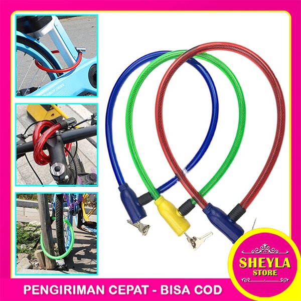 Jual Gembok Kawat Kabel Sepeda 65 Cm / Kunci Rantai Pengaman Gembok ...