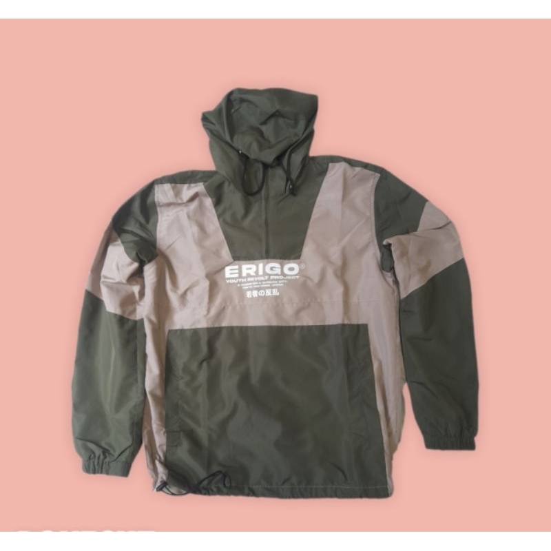 Jual Jaket Erigo Pullover Arai Khaki Parasut WindBreakers S Original ...