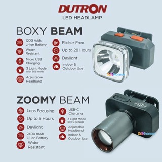 Jual DUTRON Senter Kepala LED headlamp head Boxy Beam Zoomy Beam lampu ...