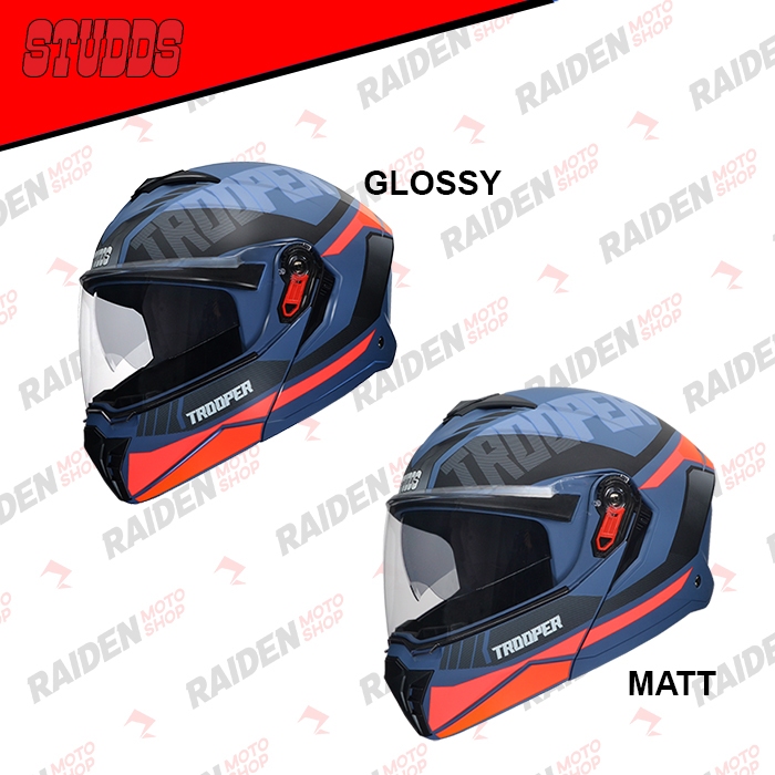 Jual STUDDS HELM TROOPER D1 BLUE N8 MODULAR HELMET | Shopee Indonesia