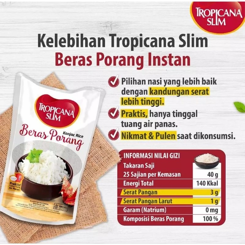 Jual Tropicana Slim Beras Porang 1 kg Konjac Rice Shirataki Rice ...
