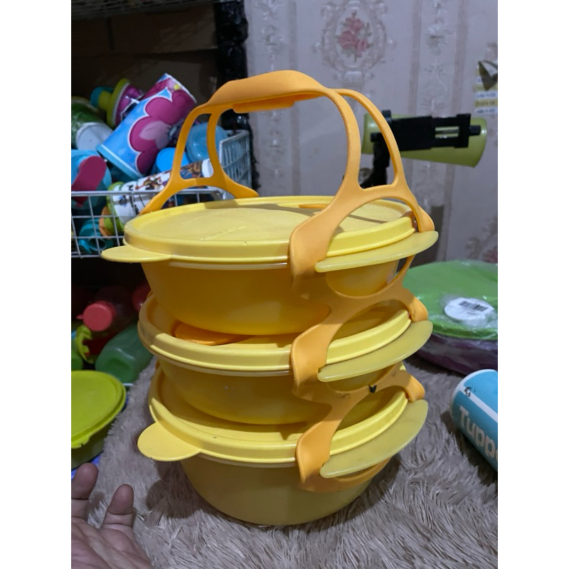 Jual tupperware mantan rantang bulat 3 susun carry all bowl | Shopee ...