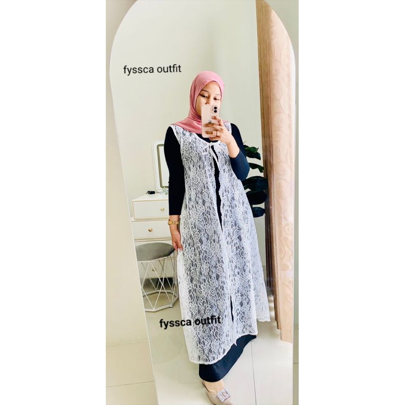 Jual outer brukat / outer brukat kondangan panjang tanpa lengan ...