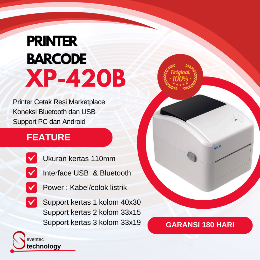 Jual Xprinter Printer Barcode Thermal XP-420B USB BLUETOOTH | Shopee Indonesia