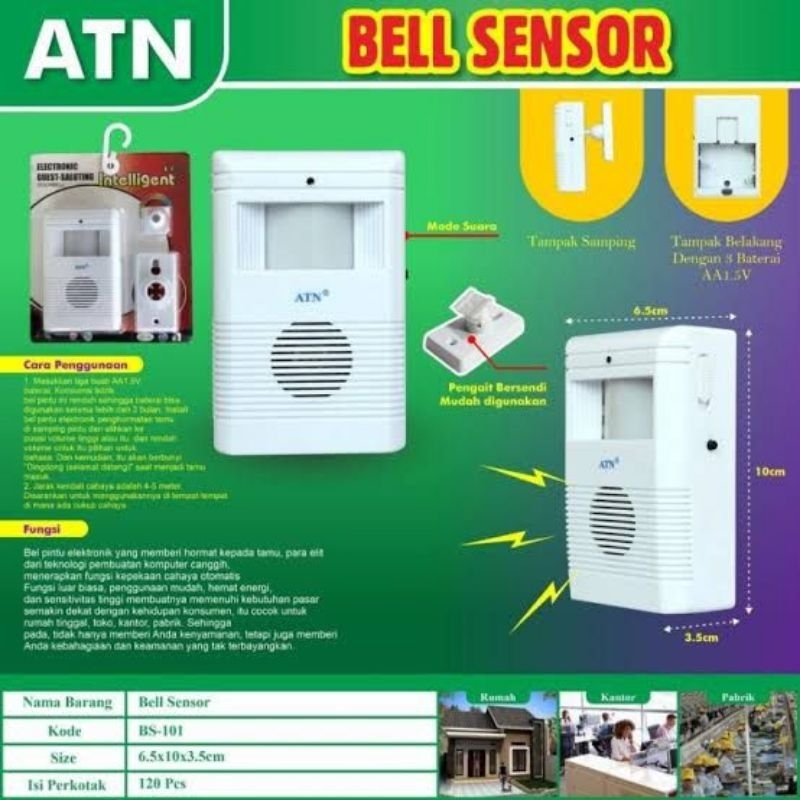 Jual Bell Sensor Gerak ATN / Bell wireless / Bell Gerak Otomatis Bunyi ...