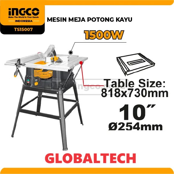 Jual INGCO TS150078 TABLE SAW TABLESAW MESIN MEJA POTONG KAYU 10" INGCO ...